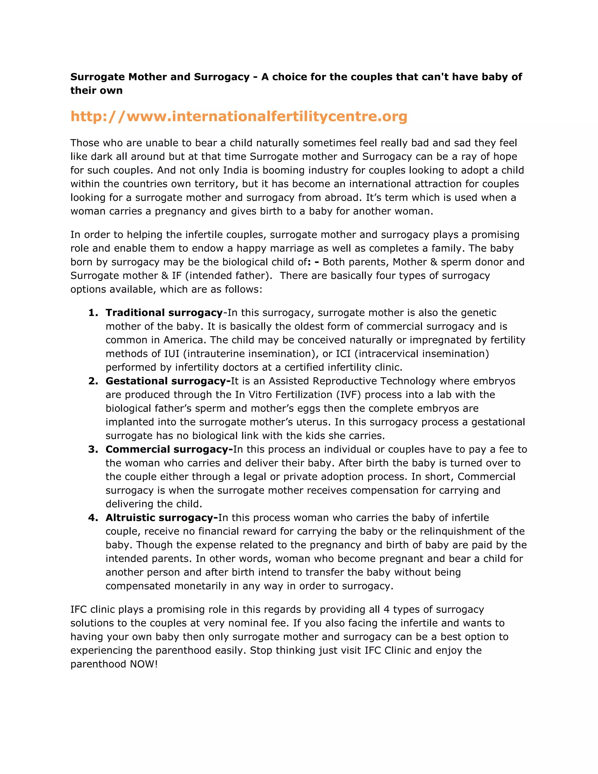 Surrogate mother and surrogacy | DOCX