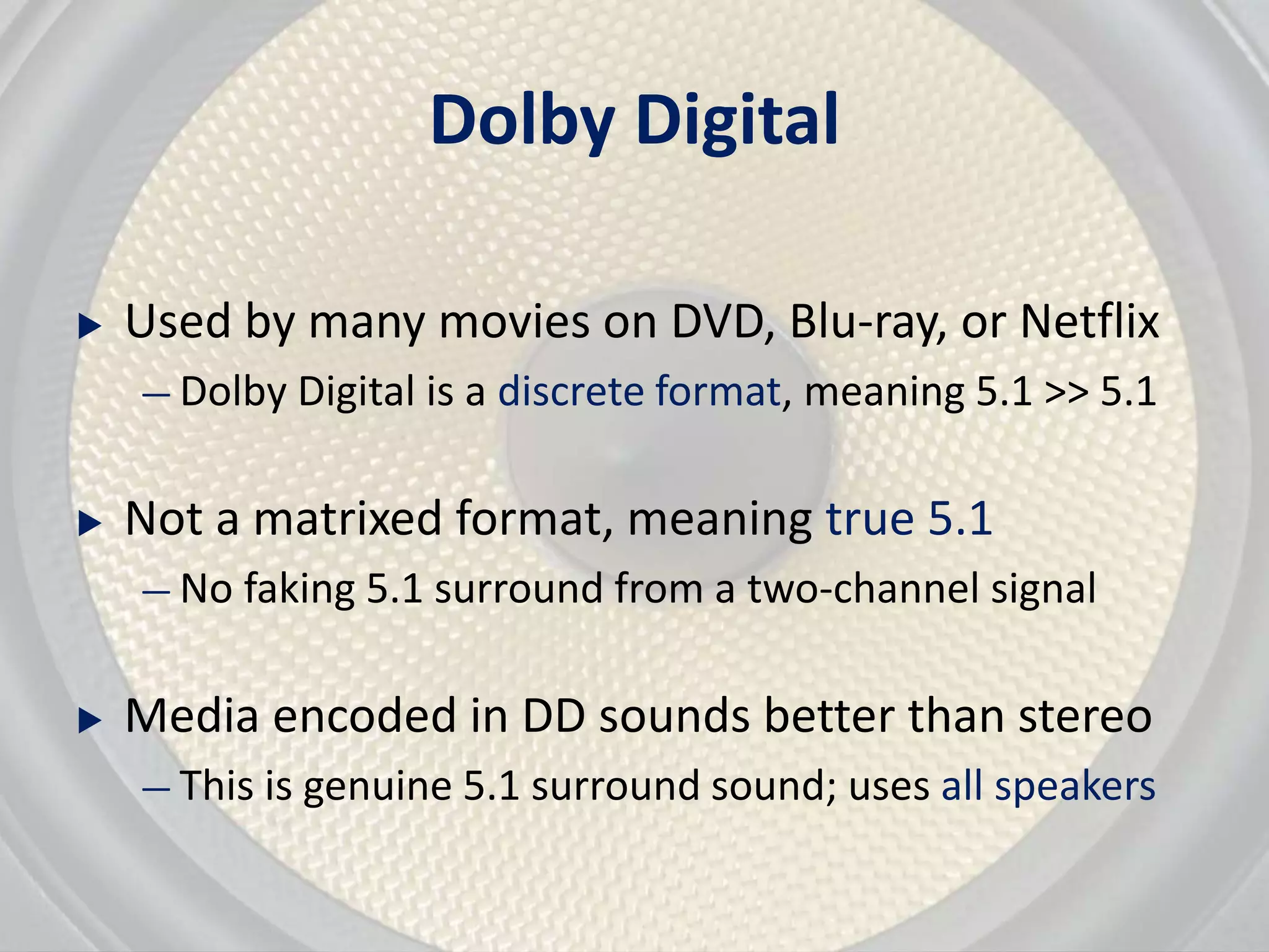 Home Theater: Surround Sound Formats | PDF