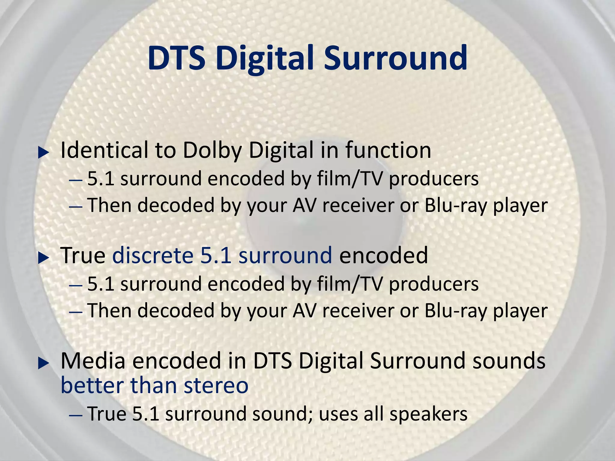Home Theater: Surround Sound Formats | PDF
