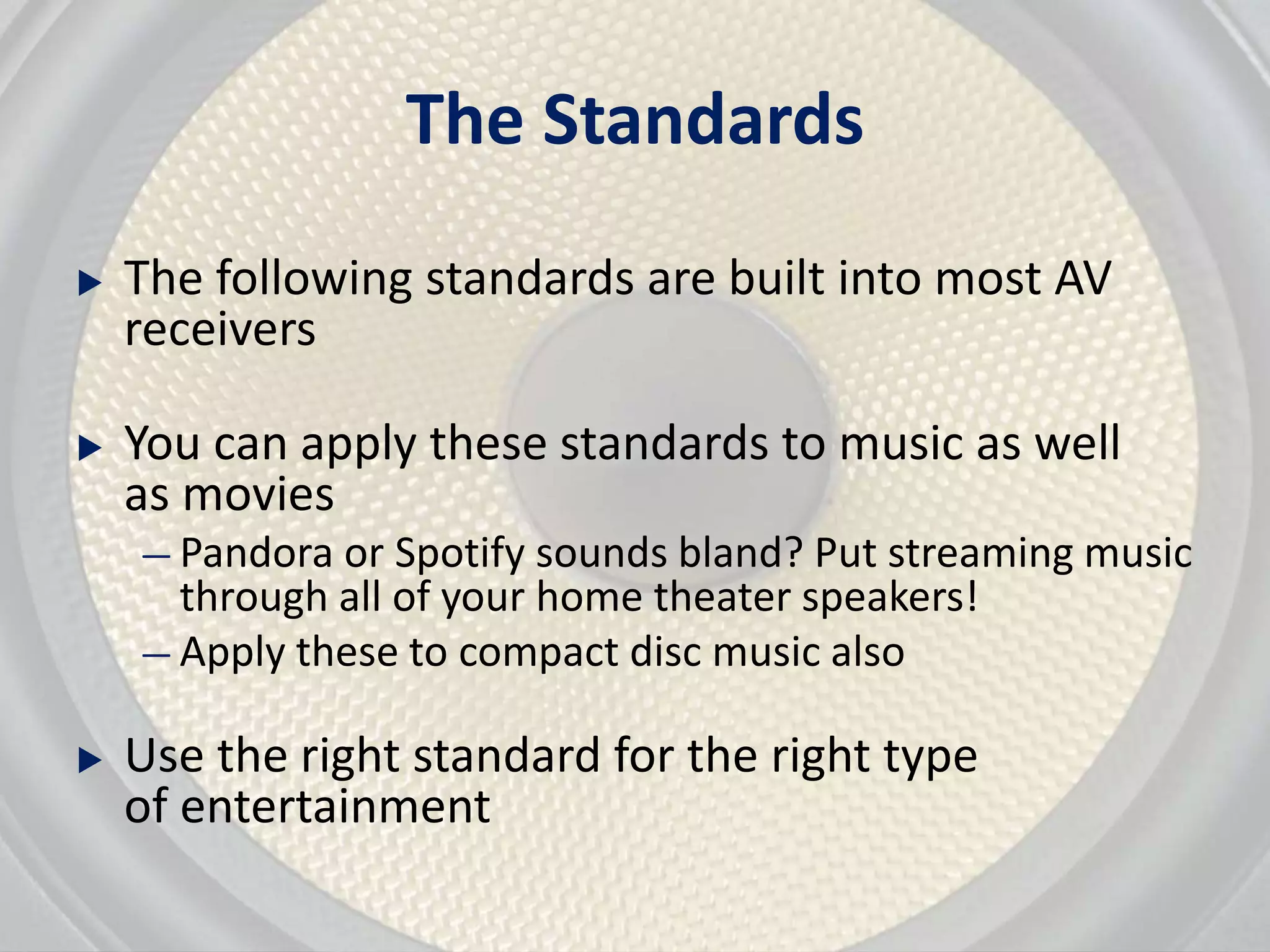 Home Theater: Surround Sound Formats | PDF