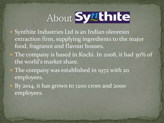 Surumy organiations study at synthite | PPT