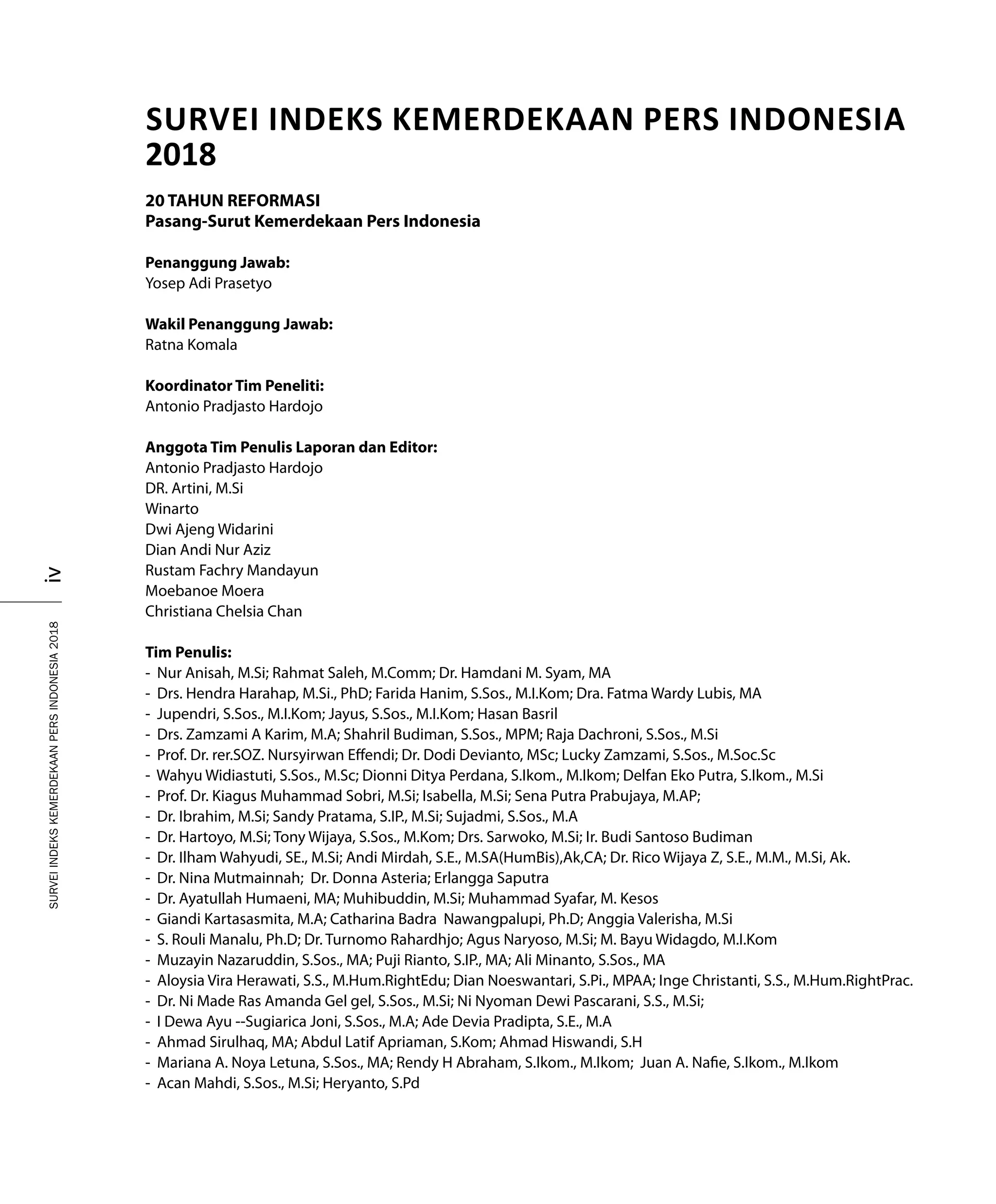 Survei indeks kemerdekaan pers indonesia 2018 | PDF