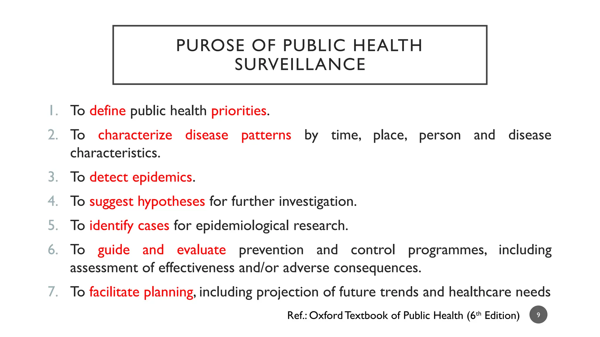 Public Health Surveillance: Framework, Types and Applications | PPTX