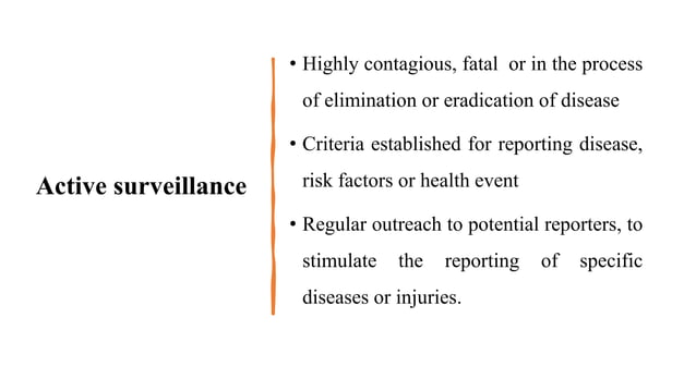 SURVEILLANCE AND MONITORING.pptx | Infectious Diseases | Diseases and ...