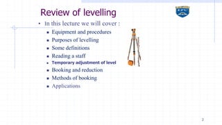 Introduction to Surveying LEVELLING PROCEDURES | PDF
