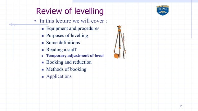 Introduction to Surveying LEVELLING PROCEDURES | PDF | Civil ...