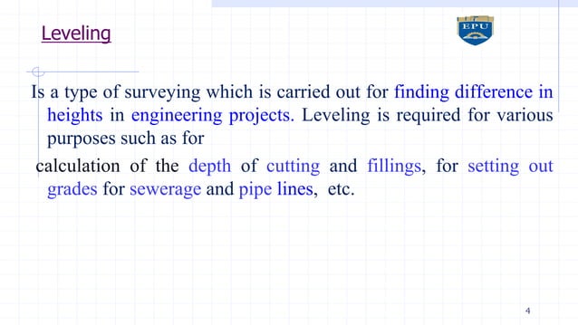 Introduction to Surveying LEVELLING PROCEDURES | PDF | Civil ...