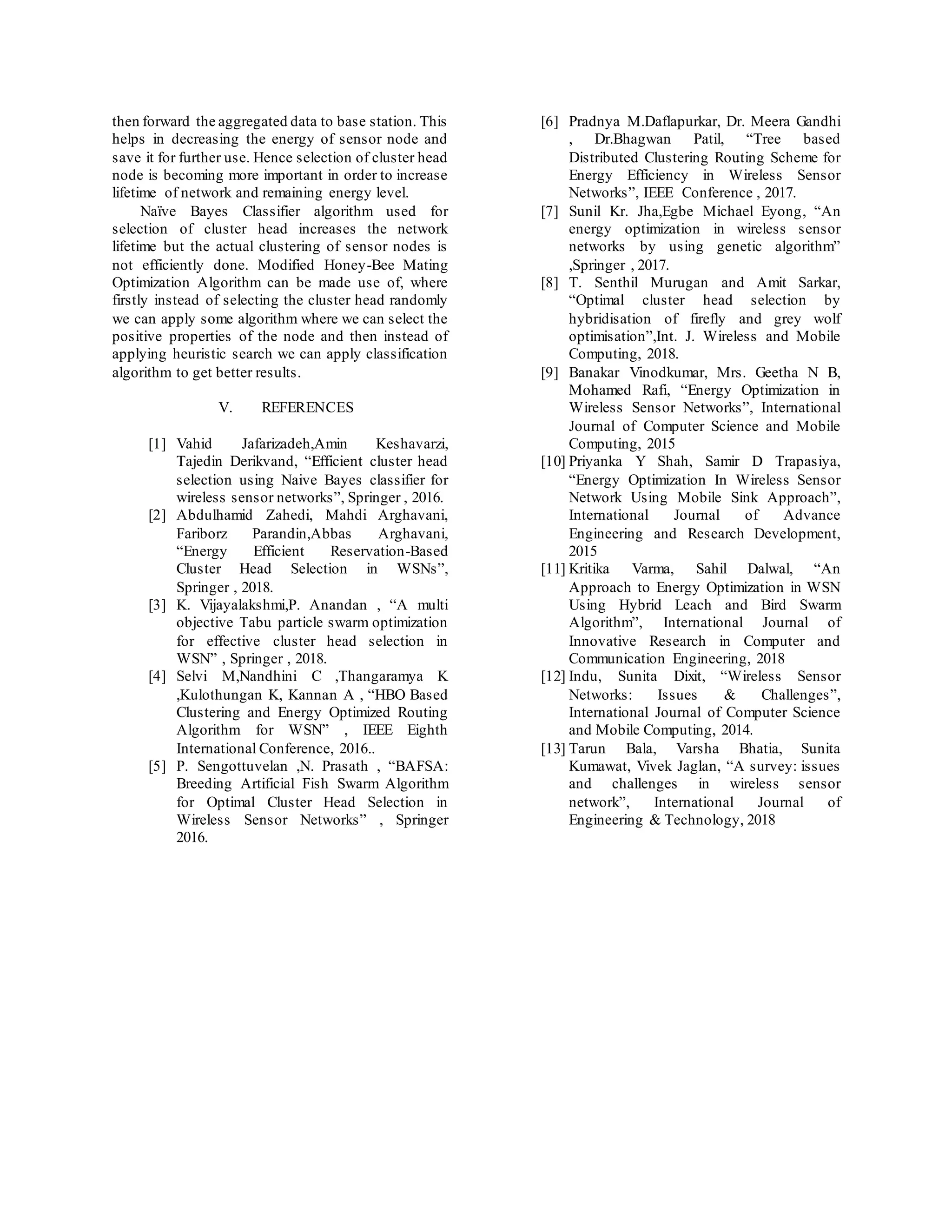 Efficient Cluster Head Selection In Wireless Sensor Networks Docx