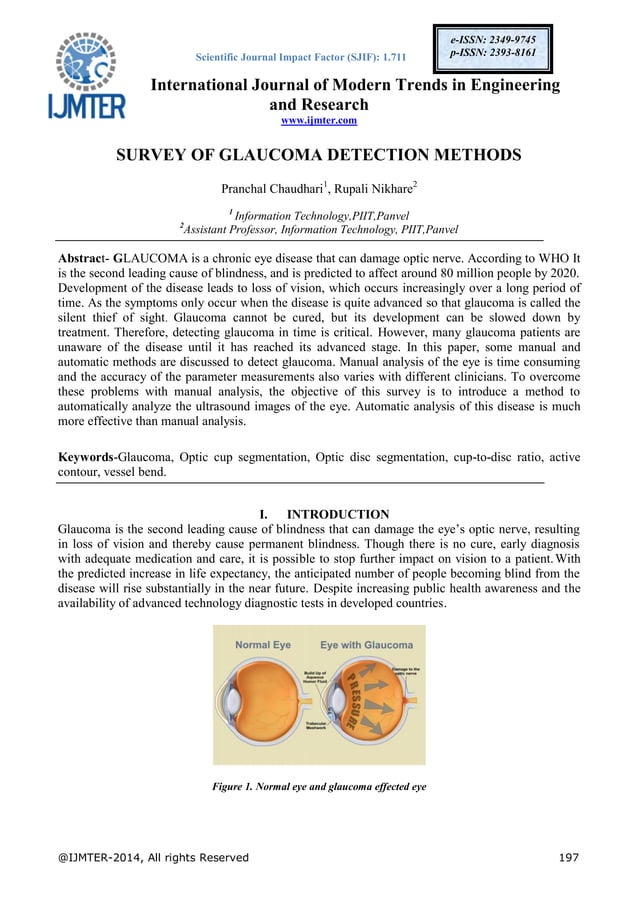 SURVEY OF GLAUCOMA DETECTION METHODS | PDF