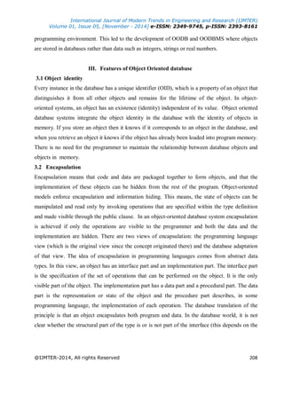 Survey of Object Oriented Database | PDF