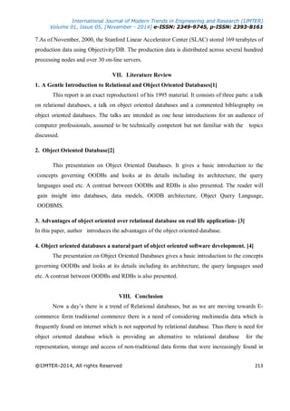 Survey of Object Oriented Database | PDF
