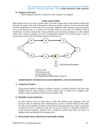 Survey on Different Packet Drop Detection Techniques in Mobile AdHoc Network | PDF | Computer ...
