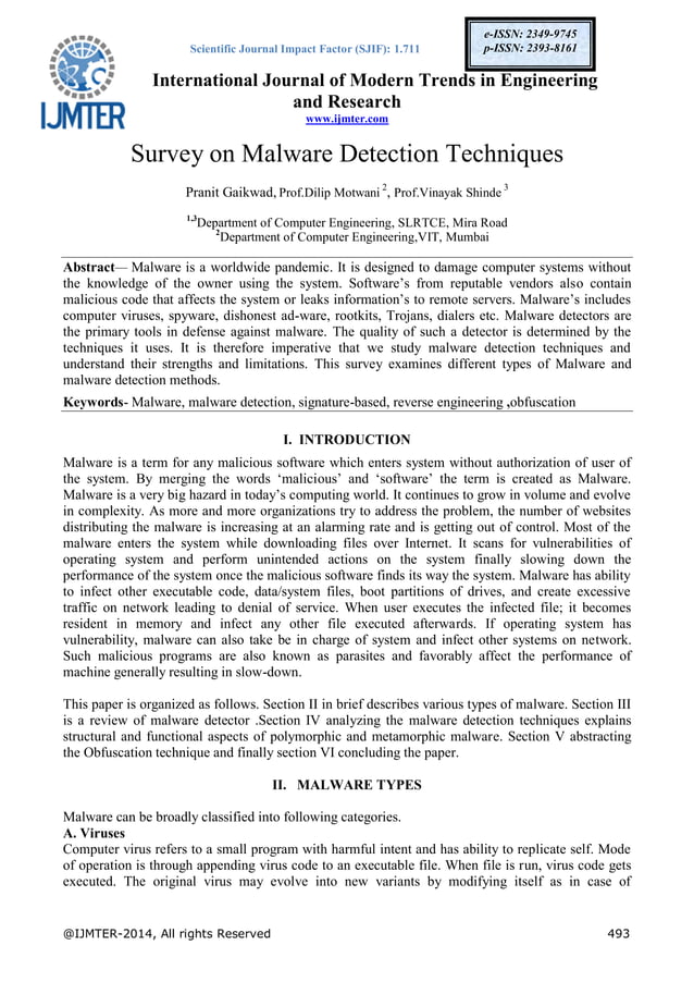 Survey On Malware Detection Techniques Pdf