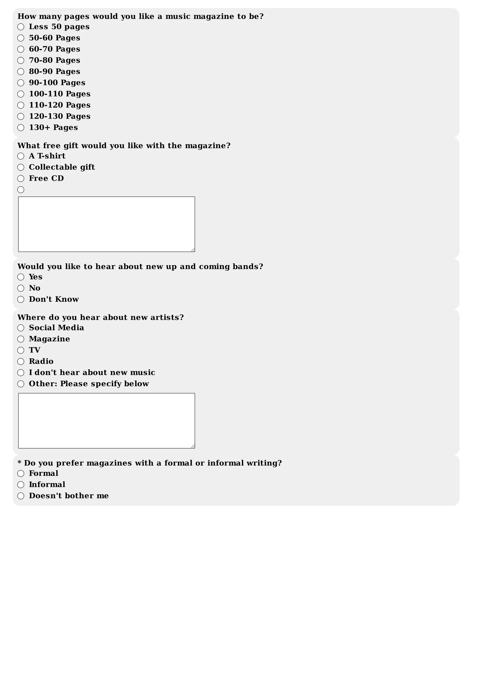 Music Magazine survey | PDF