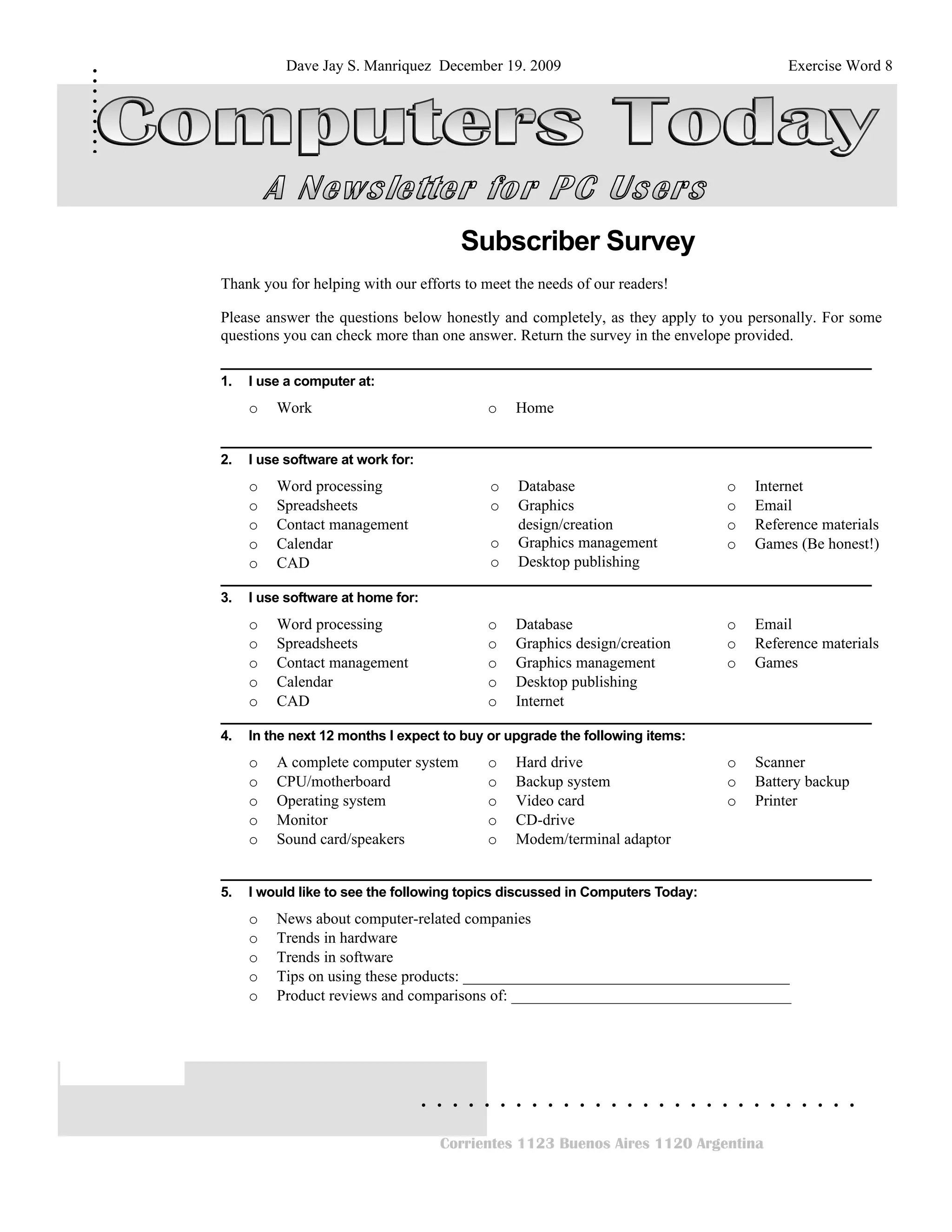 Survey Computers Today | PDF