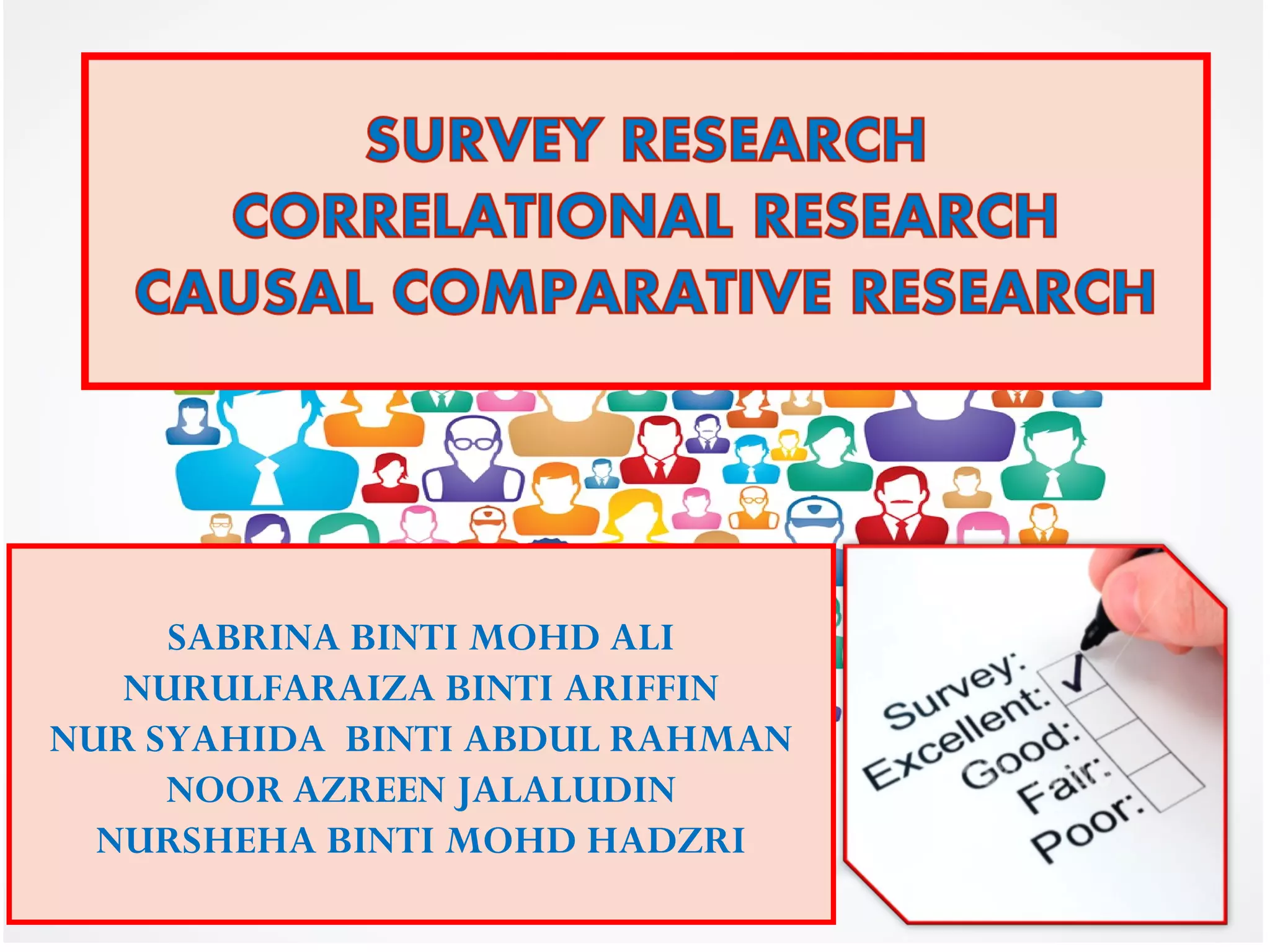 Survey, correlational & ccr research (SHEHA GROUP) | PPT