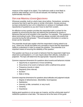Survey design guide | PDF | Undergraduate Education | College Education