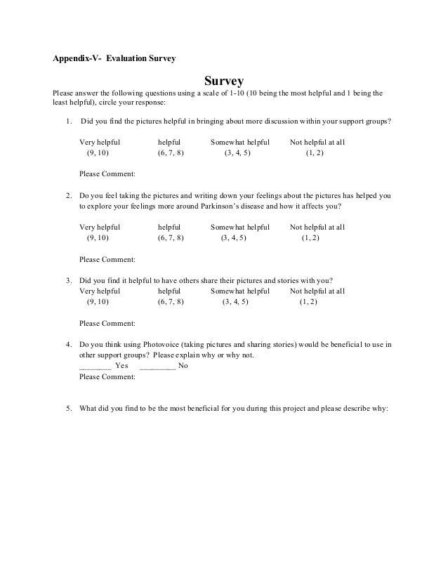 Survey for support groups