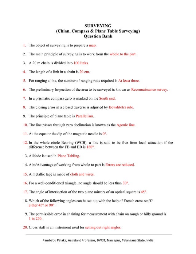 Surveying - chain, compass and plane table surveying | PDF | Geography ...