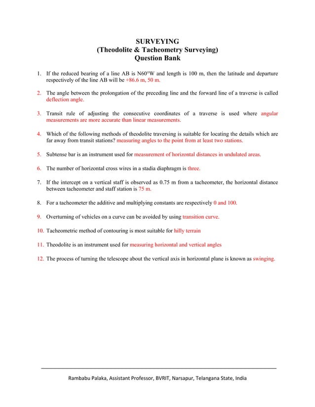 Surveying - theodolite and tacheometry surveying | PDF | Geology | Science