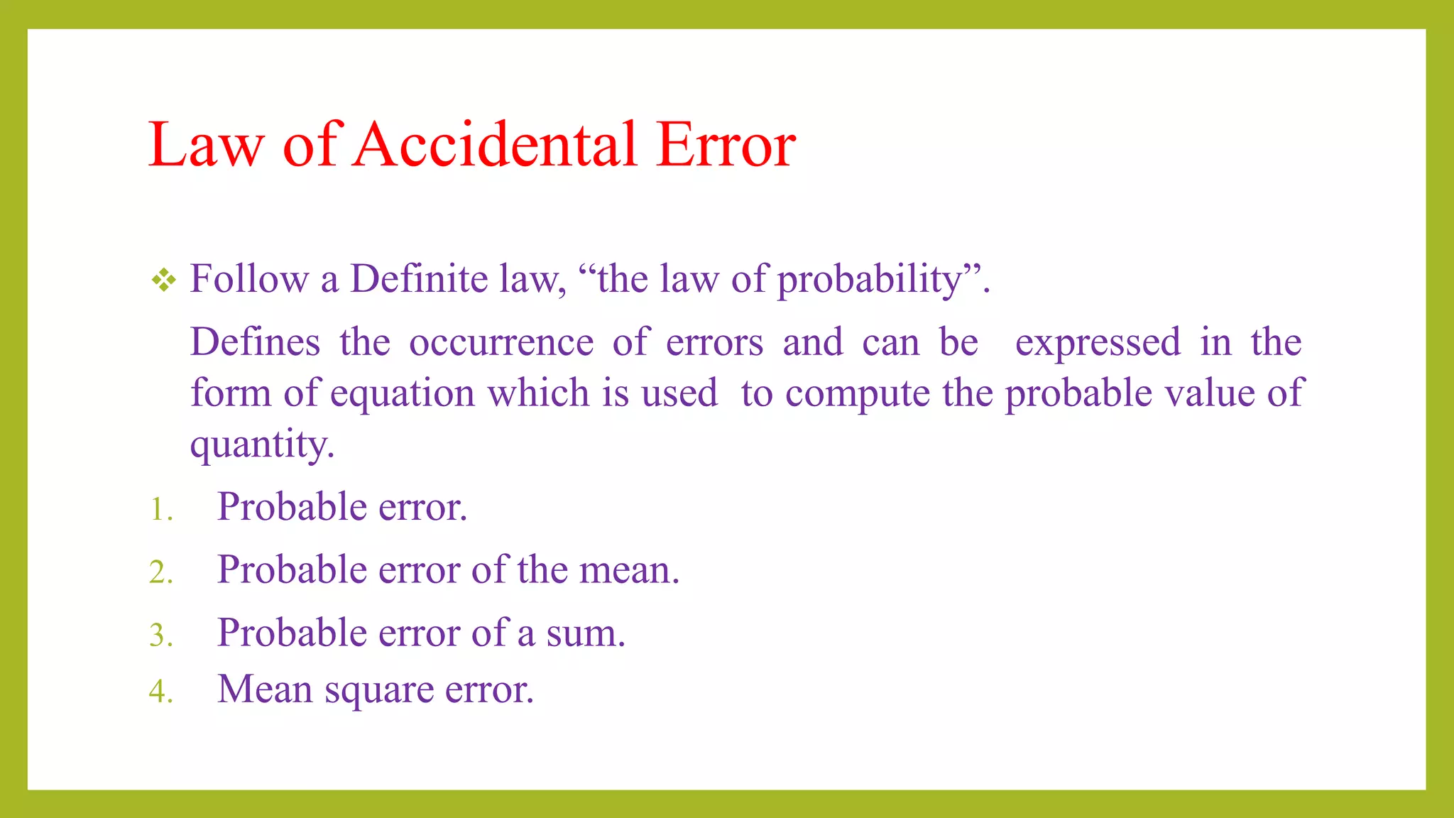 Theory of Errors | PPTX