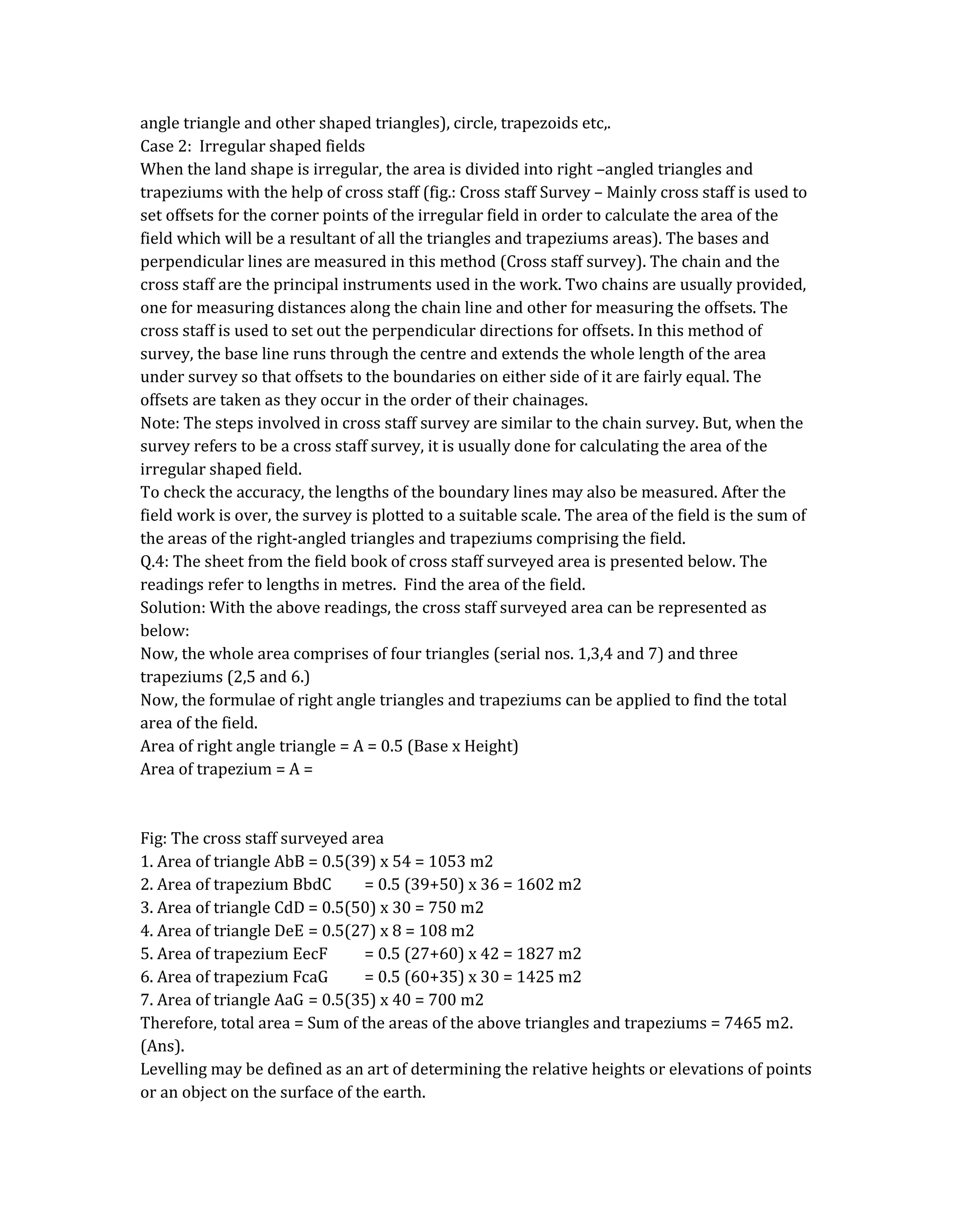 Surveying and levelling in agricultural land area calculation and ...