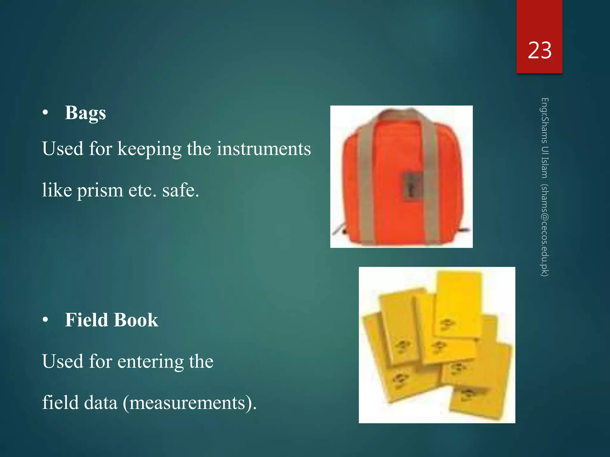 Surveying instruments with their uses | PPTX
