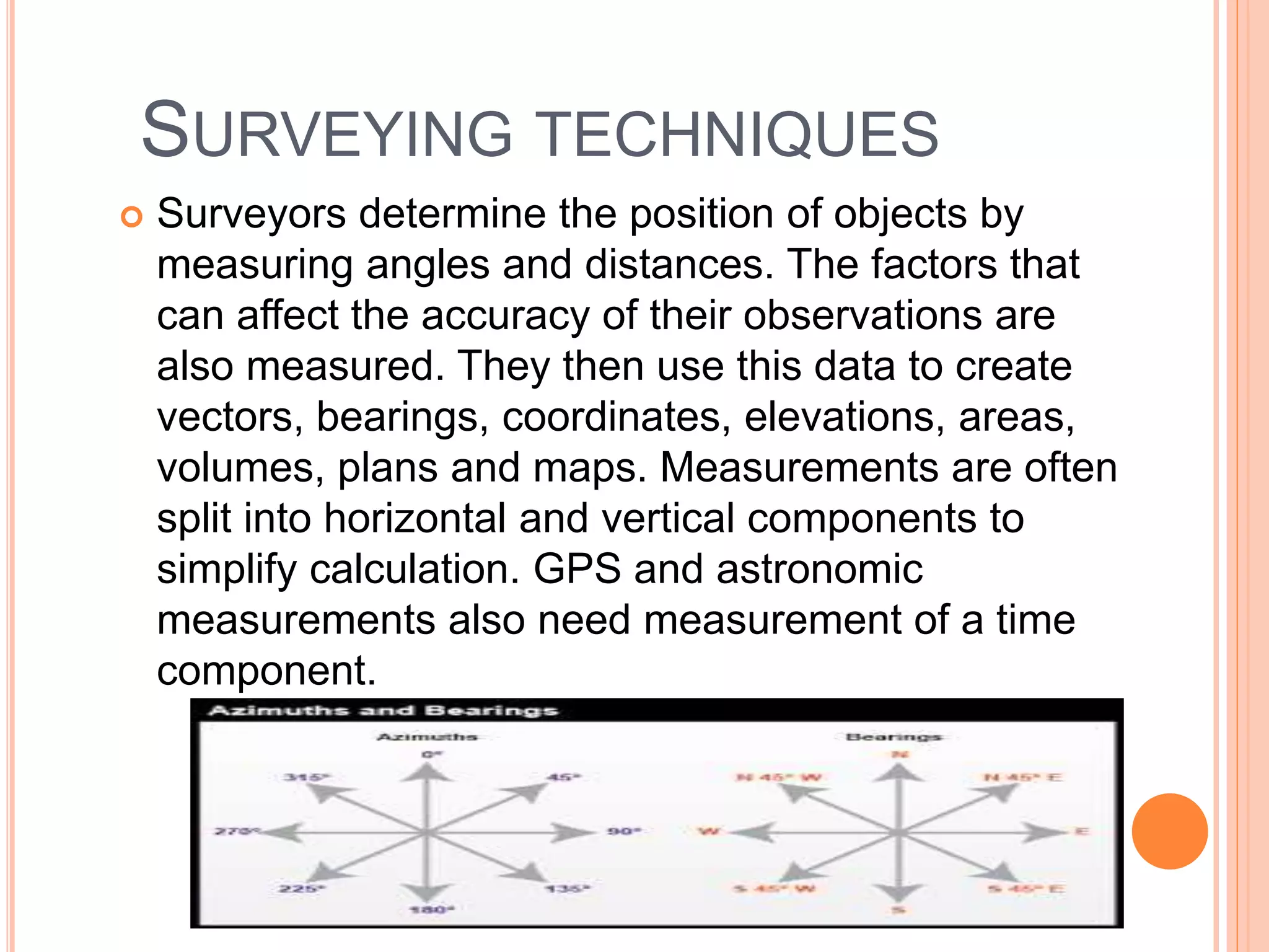 Surveying presentation and its objectives in detail including ...