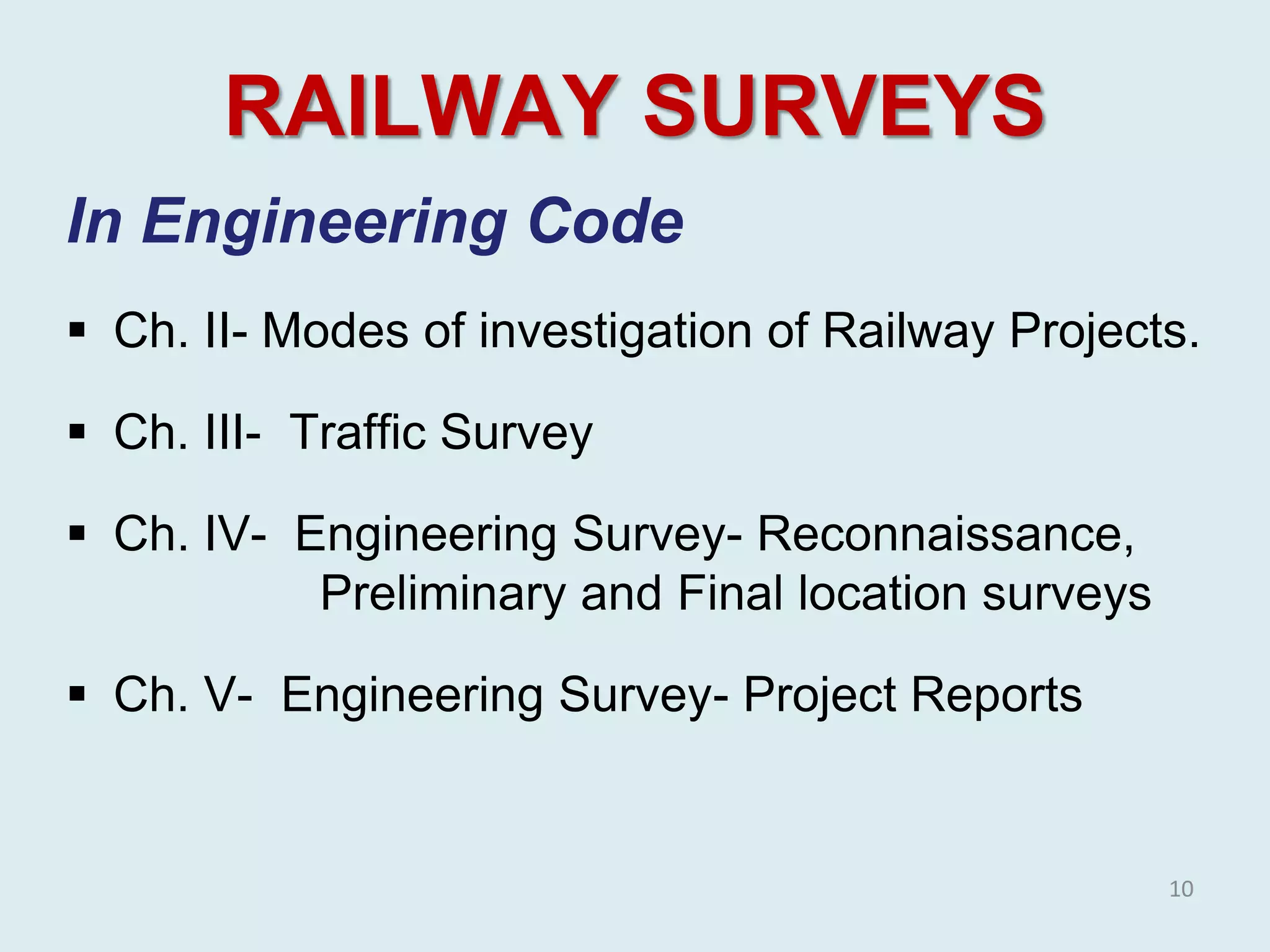 Indian Railways Surveying (RECT, PECT and FLS) | PPTX