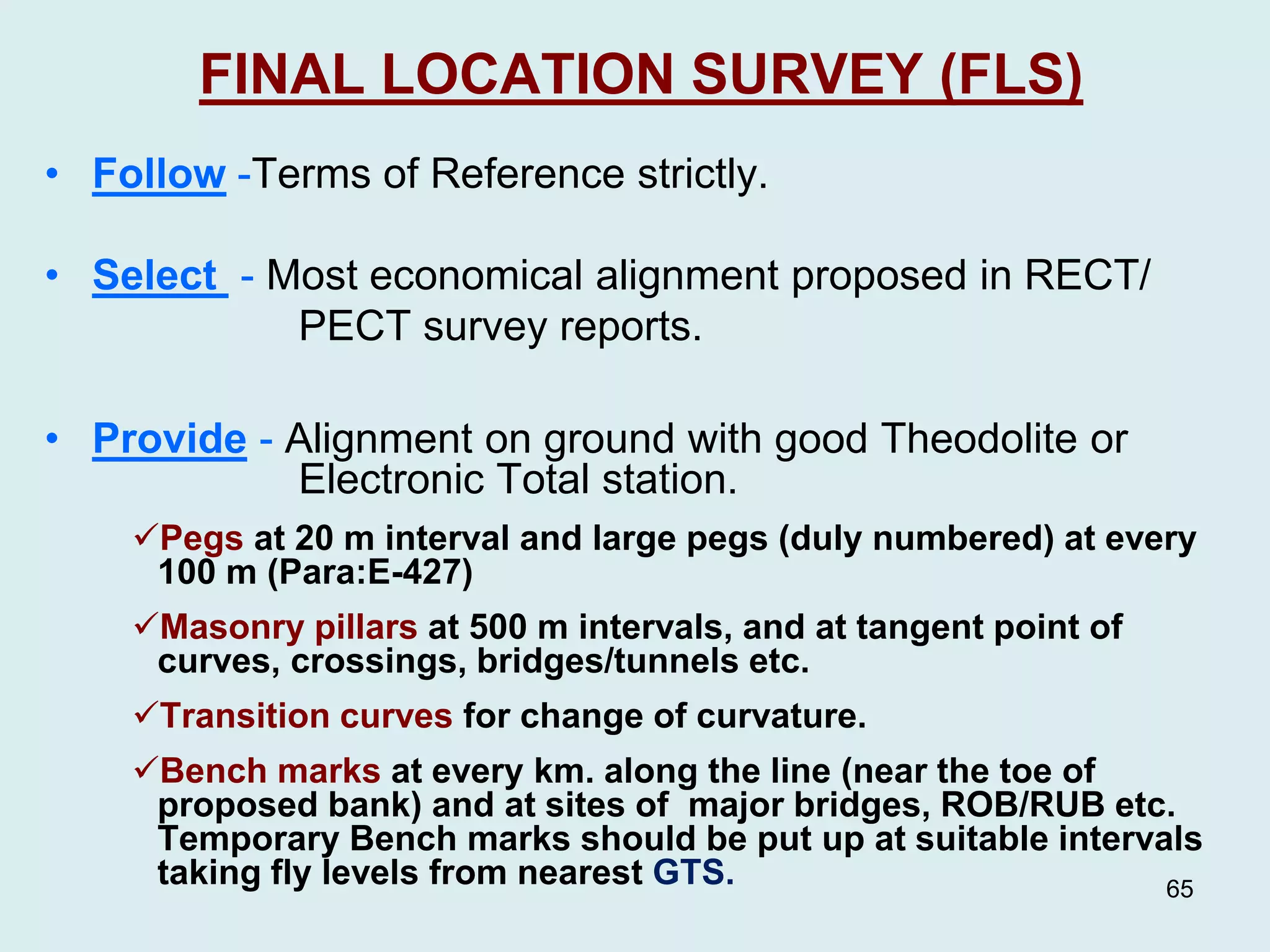 Indian Railways Surveying (RECT, PECT and FLS) | PPTX