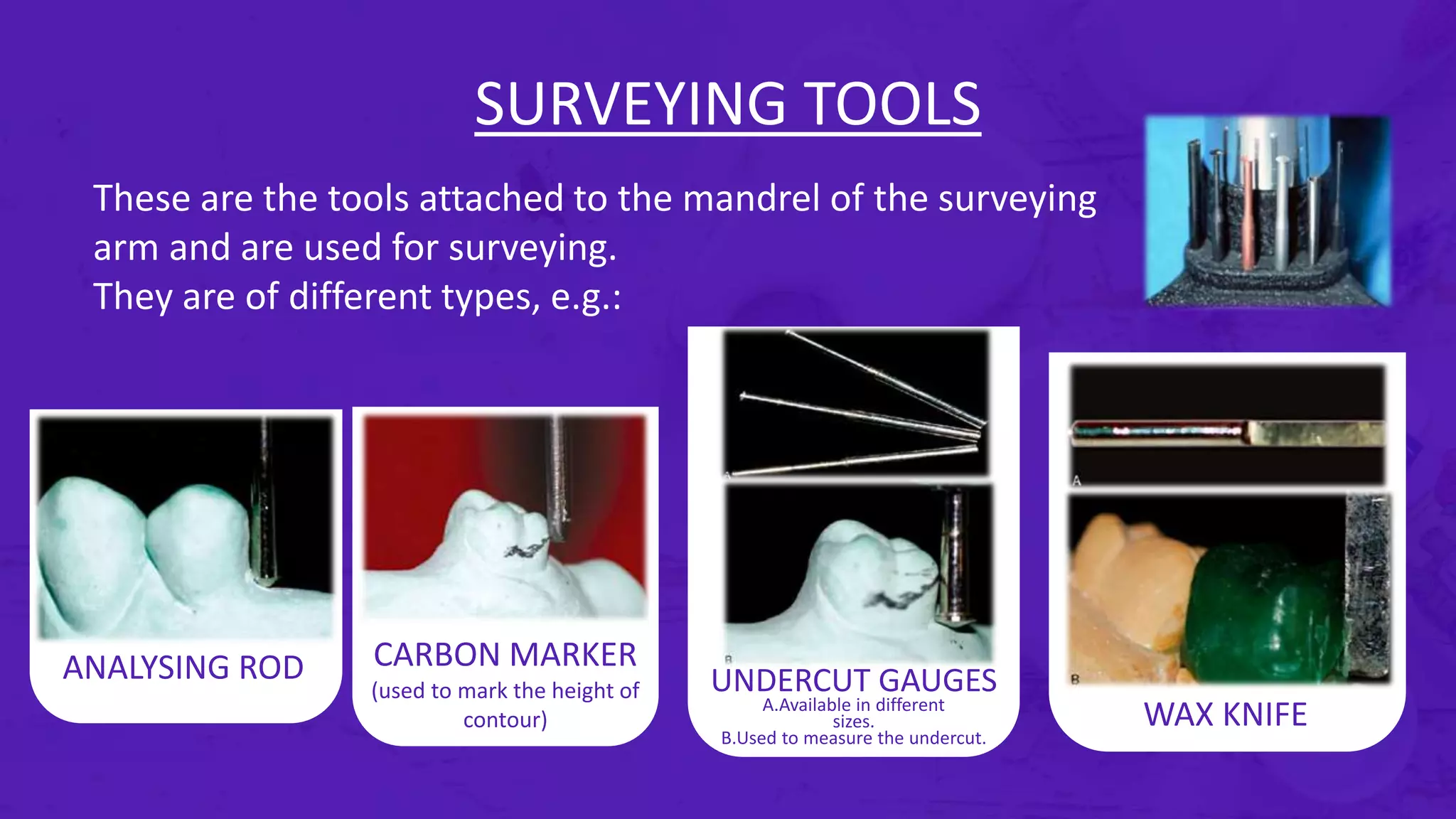 Surveying Tools. Prosthodontics 3rd year bds. Surveying. RPD ...