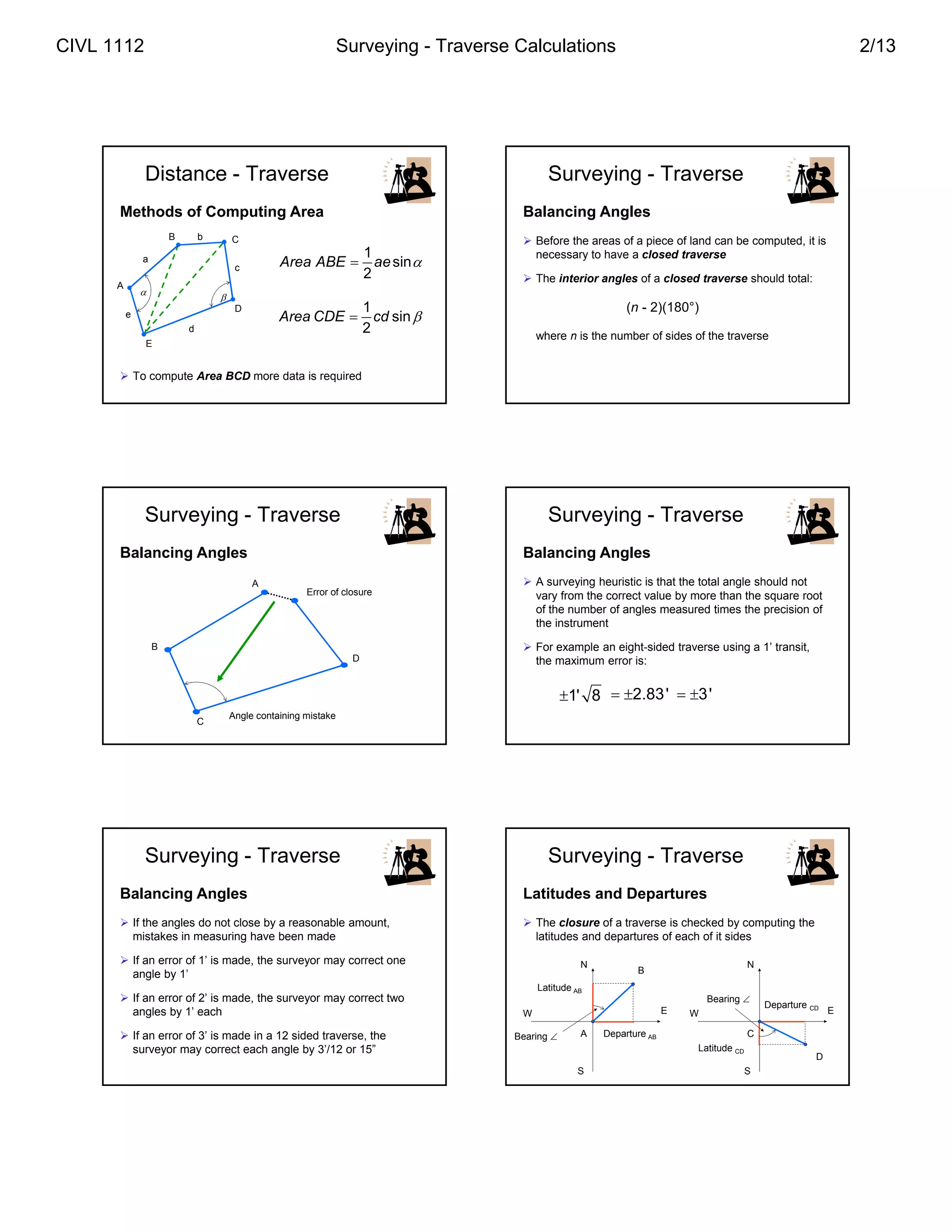 Surveying traverse | PDF