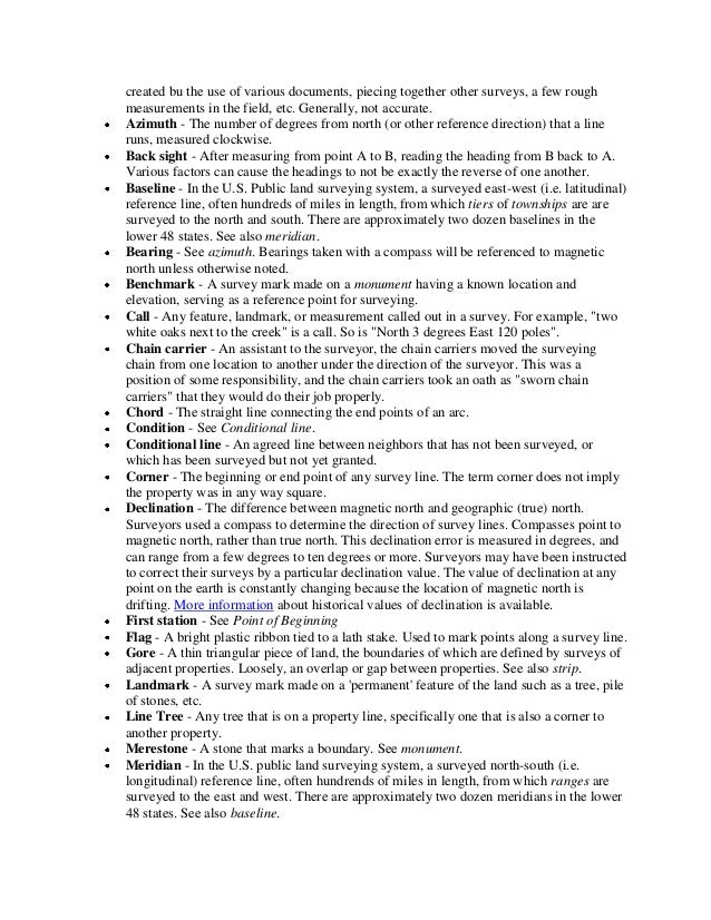 Surveying units and terms