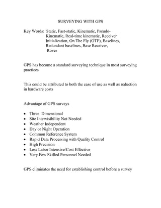 Surveying with gps | PDF