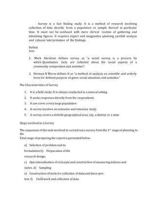 Survey is a fact finding study | DOCX | Science