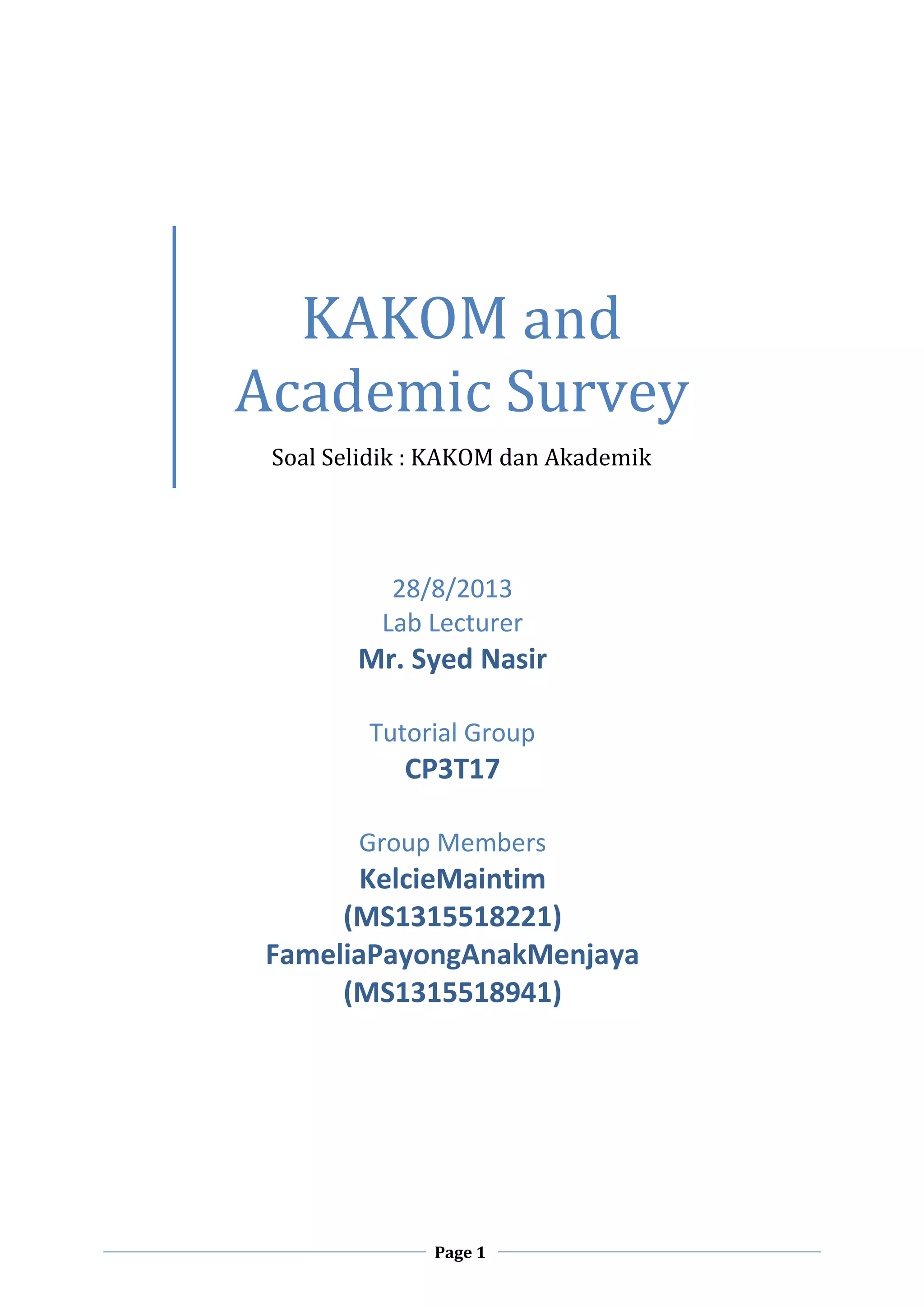 Survey ( kakom & academic ) | PDF