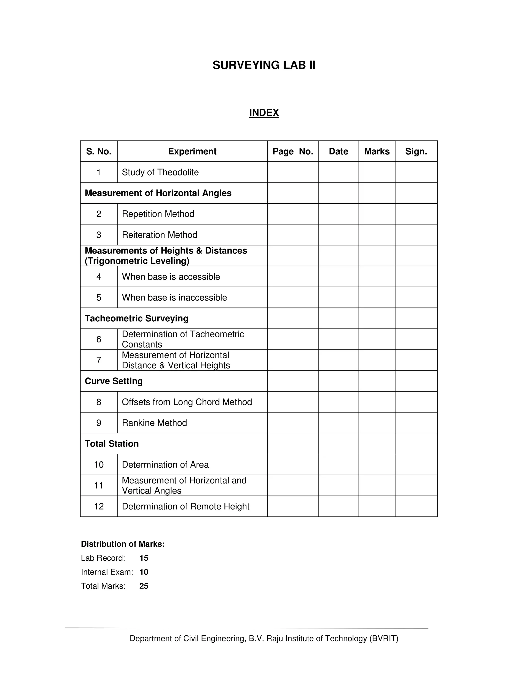 Surveying Lab II Manual | PDF