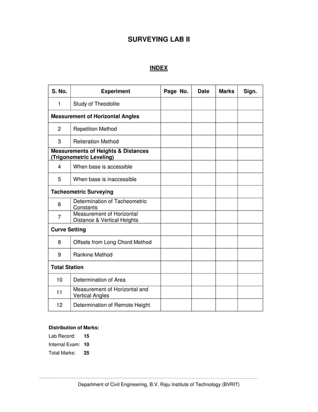 Surveying Lab II Manual | PDF