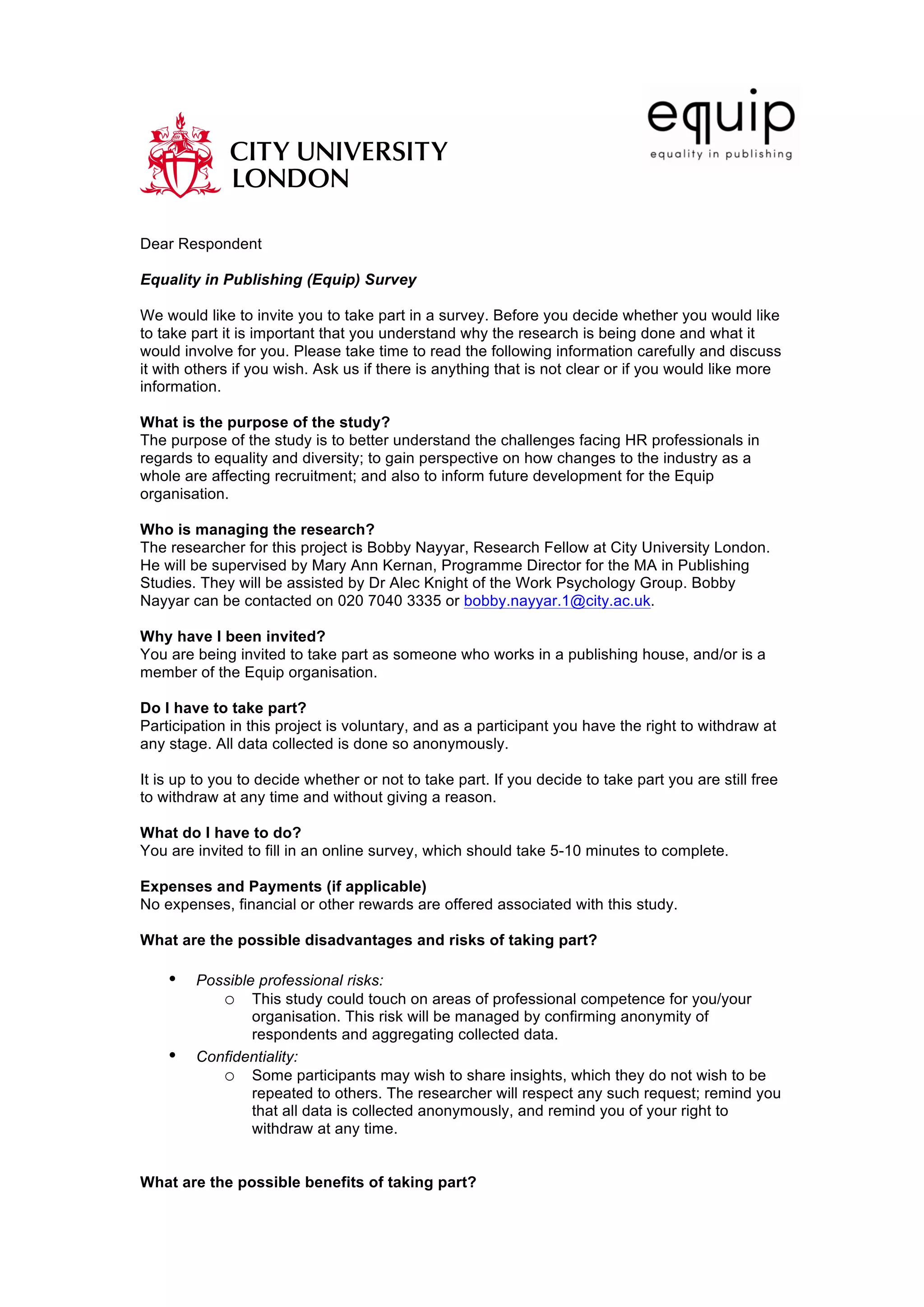Survey letter ethics | PDF