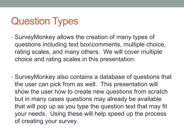 Add Questions to a Survey - SurveyMonkey | PPT | Free Download