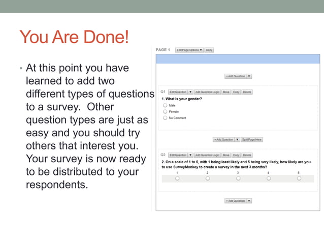 Add Questions to a Survey - SurveyMonkey | PPT