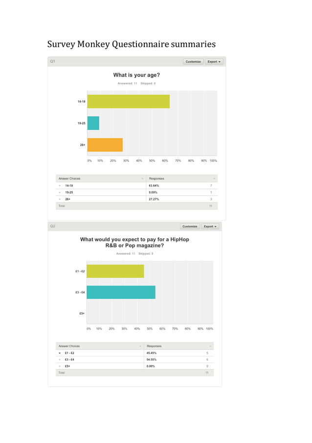 Survey Monkey Questionnaire Summaries | DOCX