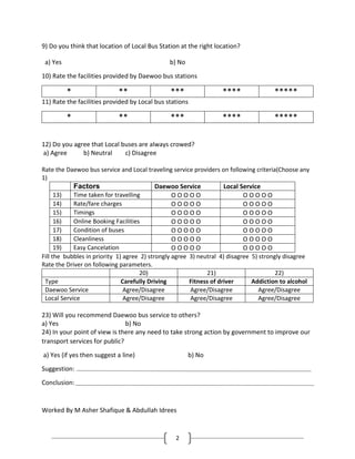 Bus Bus Survey Analysis | PDF