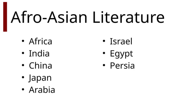 Survey of Afro-Asian Literature: Introduction and African Literature | PPTX