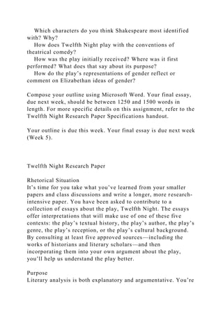 Survey of English Literature ITwelfth Night Research Paper.docx