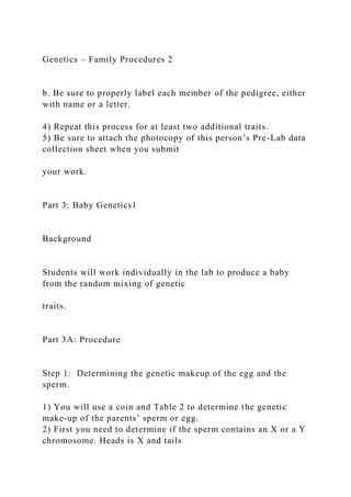 Survey of Genetic Traits (Individual and Family Level) S.docx