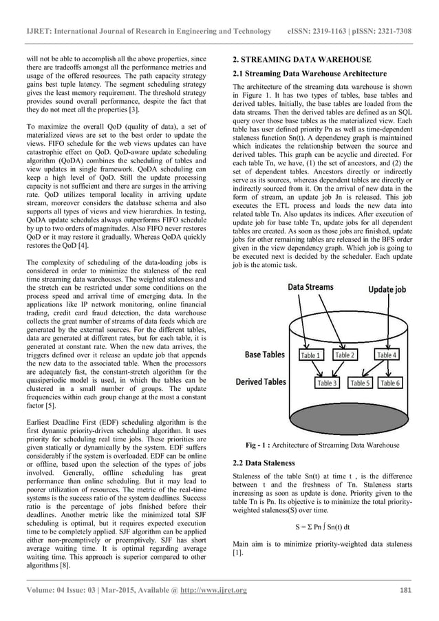 Survey of streaming data warehouse update scheduling | PDF
