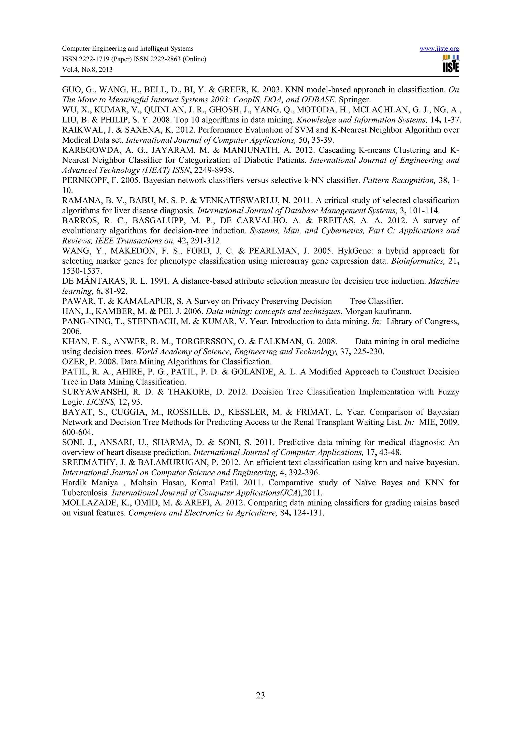 Survey On Classification Algorithms For Data Mining Comparison And 8905