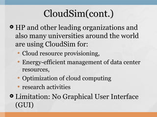 Survey on cloud simulator | PPT