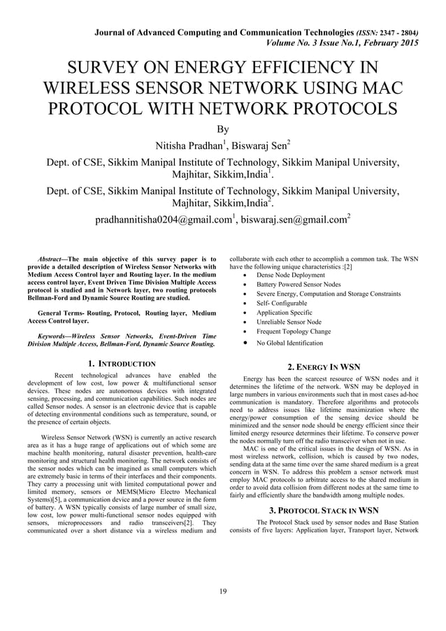 Survey On Energy Efficiency In Wireless Sensor Network Using Mac Protocol With Network Protocols